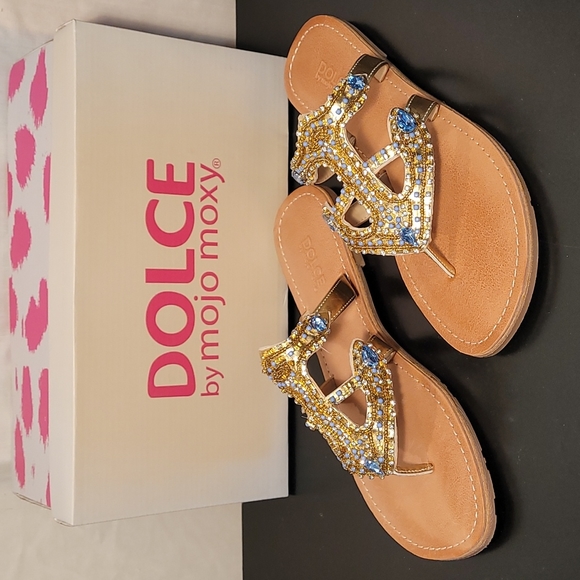 Mojo Moxy | Shoes | Dolce Mojo Moxy Ahoy Gold Jeweled Thong Sandals 9m ...